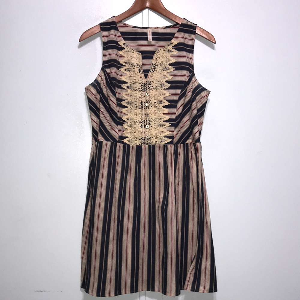 *Multi Angled Patterned Striped Vintage Dress* - Gem